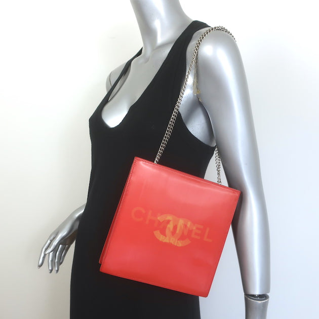 Chanel 2000 CC Hologram Tote Persimmon Vinyl Chain-Strap Small Shoulde ...