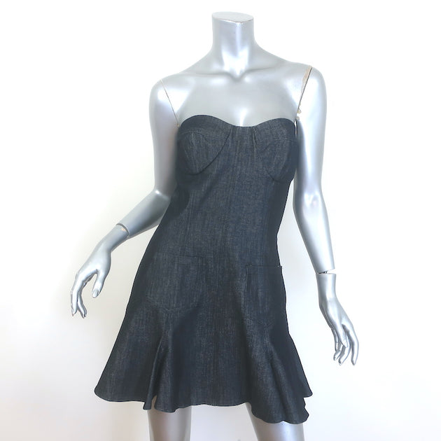 Dana Foley NYC Ruby Lee Strapless Denim Mini Dress Dark Blue Size Larg ...