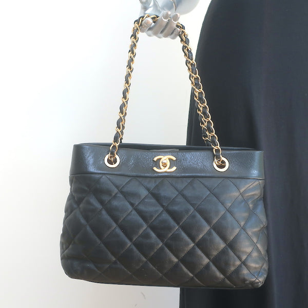 Chanel 2013 Soft Elegance Tote Black Quilted Leather Medium Shoulder B ...
