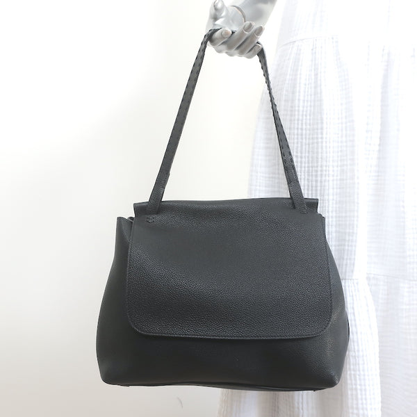 The Row Sidekick Shoulder Bag Black Grained Leather – Celebrity Owned
