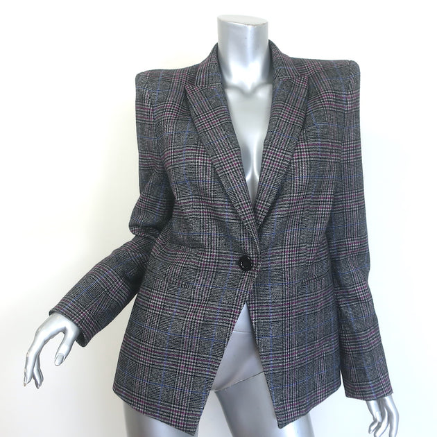 Veronica Beard Brock Dickey Jacket Dark Gray Checked Wool-Blend Size 1 ...