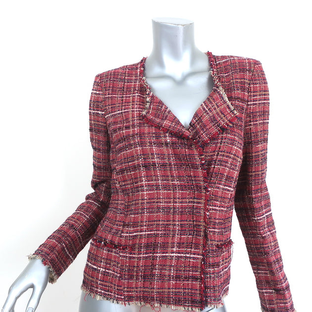 Isabel Marant Etoile Tweed Jacket Gaylord Red Cotton-Blend Size 42 ...