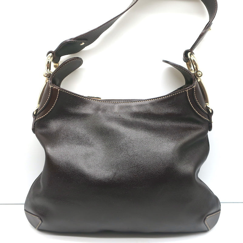 Gucci Creole Horsebit Hobo Dark Brown Leather Small Shoulder Bag ...