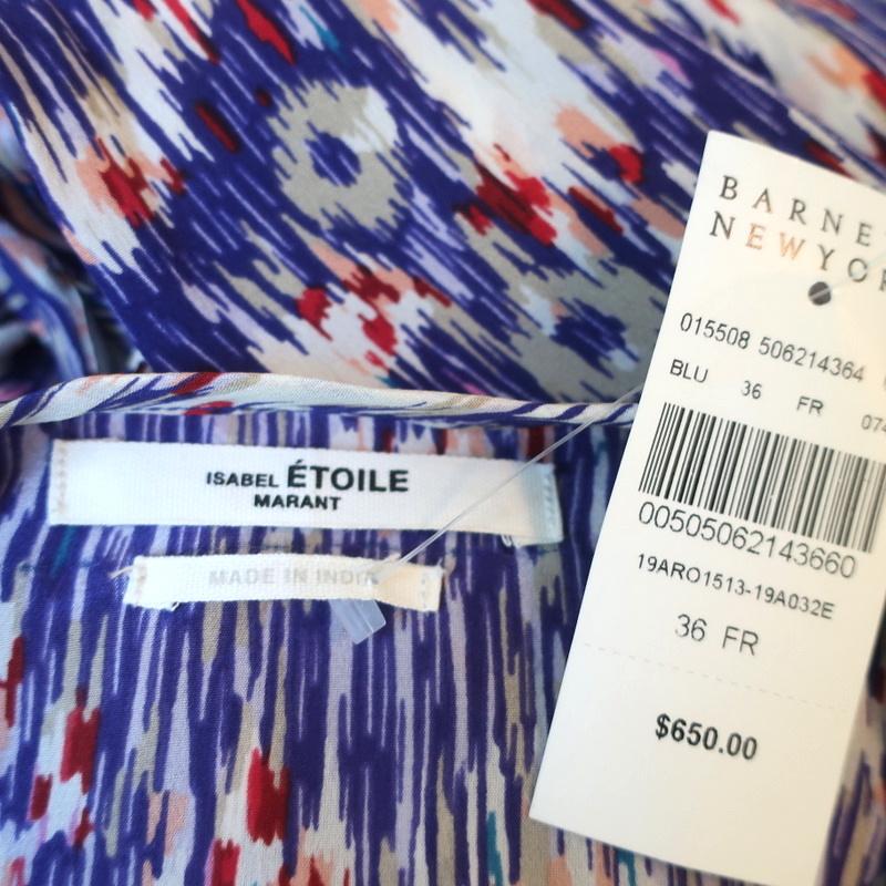 Isabel Marant Etoile Dress Yandra Ikat Printed Silk Size 36 Long Sleev ...