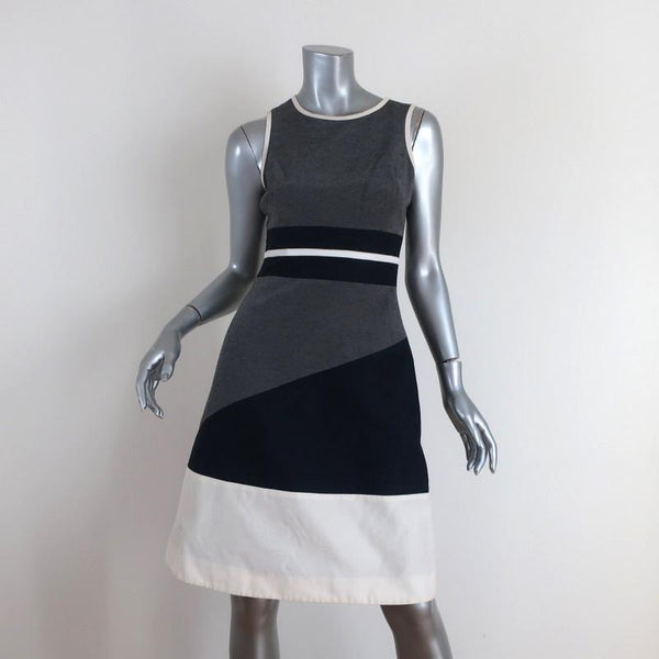 Jonathan Simkhai Dress Blue/Cream Colorblock Size 2 Sleeveless Fit & F ...